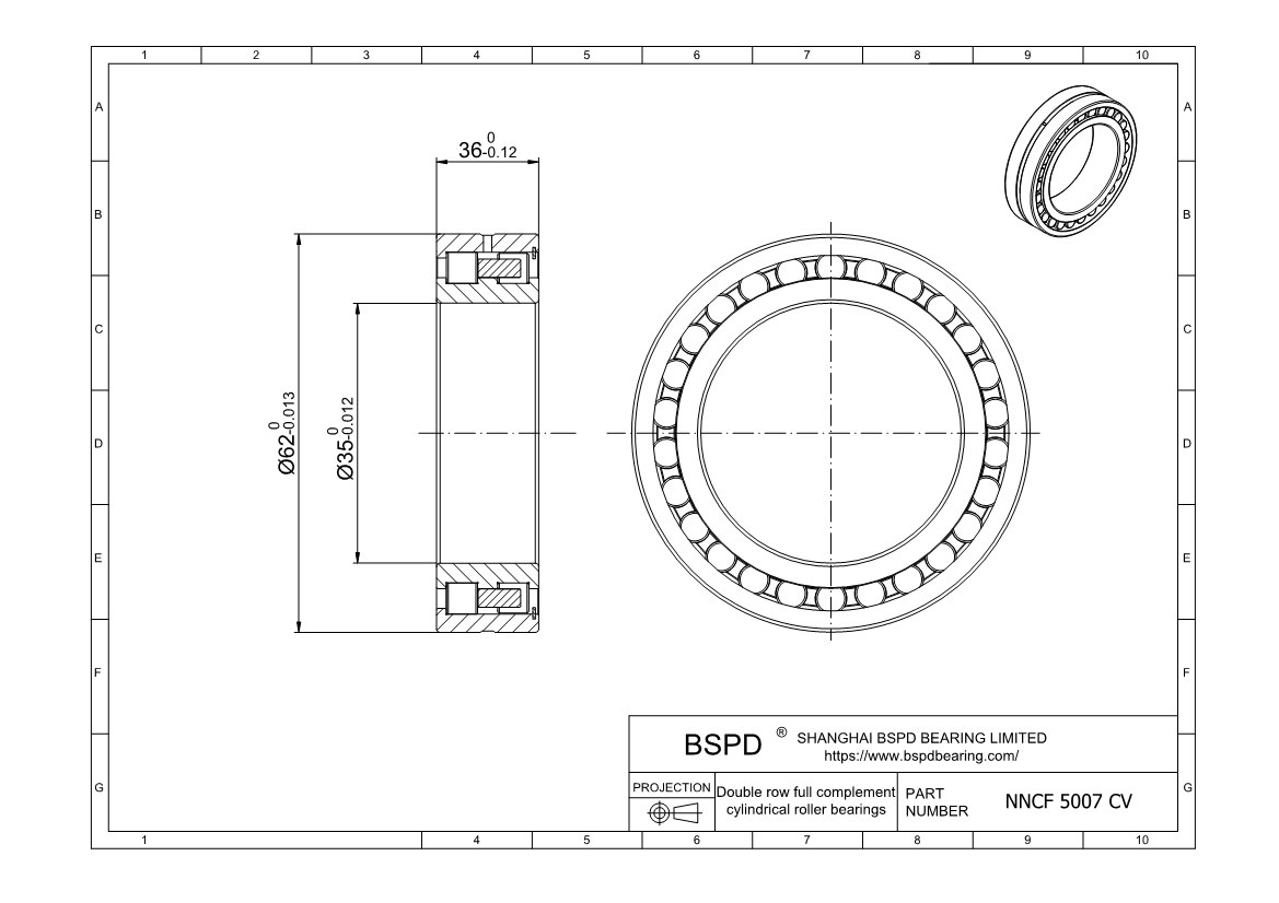 NNCF 5007 CV 双列满装圆柱滚子轴承 | 佰仕彼得轴承公司